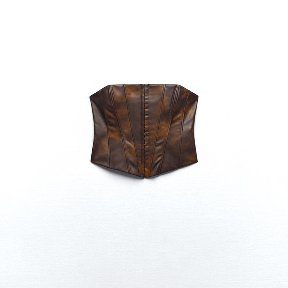 Zara | Tops | Copy Brown Leather Corset Top | Poshmark